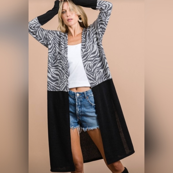 BiBi | Sweaters | Bibi Colorblock Zebra Print Duster | Poshmark